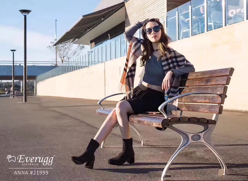 【EVER UGGEVER UGG 短靴】【免税】EVER UGG/EVER UGG 短靴 21999 Anna 黑色袜靴 针织加绒短靴女粗跟尖头鞋裸靴高跟【正品 价格 图片】 - 寺库网