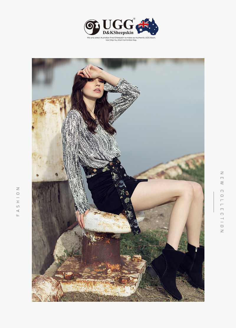 【DK UGGDK UGG 短靴】【清仓特价】【澳洲直邮】DK UGG/DK UGG 短靴 18秋冬新款防泼水不规则靴跟侧拉链短靴 333【正品 价格 图片】 - 寺库网