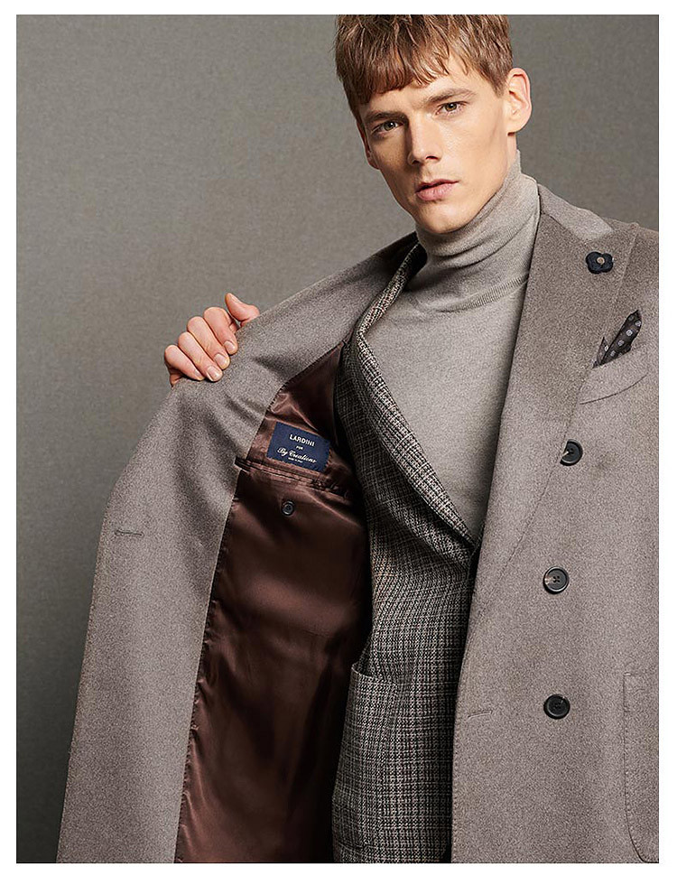 【By Creations柏品 男士大衣】Lardini for By Creations/柏品 纯羊绒双排扣大衣男中长款加厚毛呢外套 男士大衣【正品 价格 图片】 - 寺库网