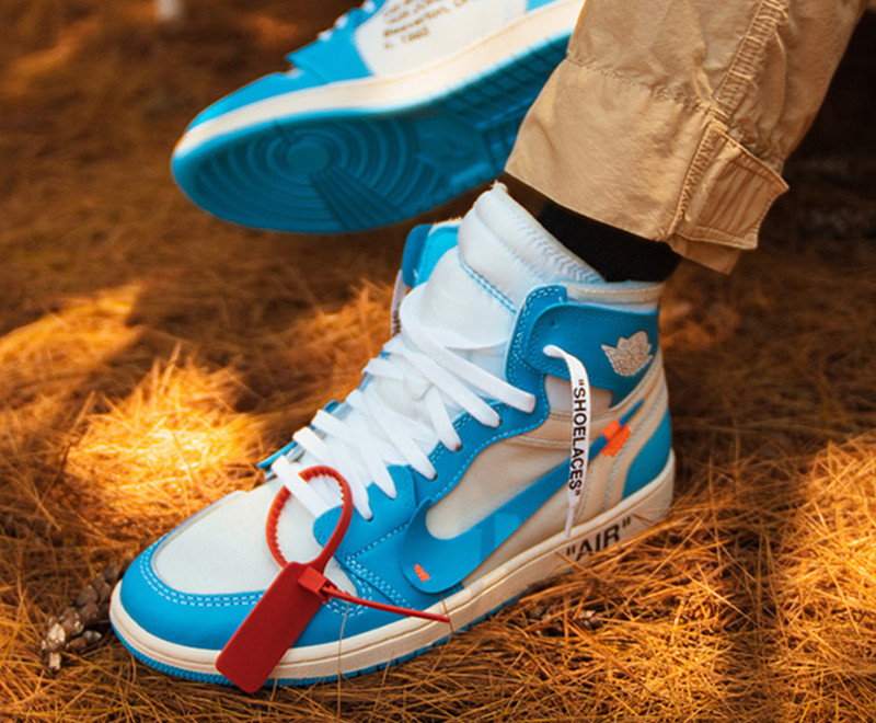 【NIKE耐克 男士篮球鞋】Air Jordan 1 x OFF-WHITE AJ1 OW联名北卡蓝AQ0818-148【正品 价格 图片】 - 寺库网