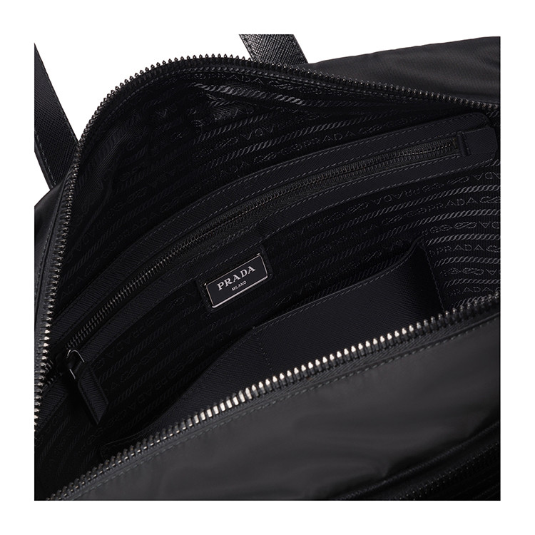 【PRADA普拉达 公文包】PRADA/普拉达 三角形logo标黑色尼龙配皮男士公文包#2VE407 064 F0002【正品 价格 图片】 - 寺库网