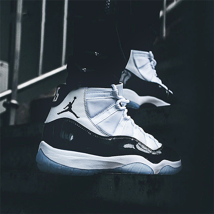 【NIKE耐克 男士篮球鞋】Nike/耐克 Air Jordan 11 AJ11 乔11 High 康扣45号 后跟Concord 复刻黑白 ...