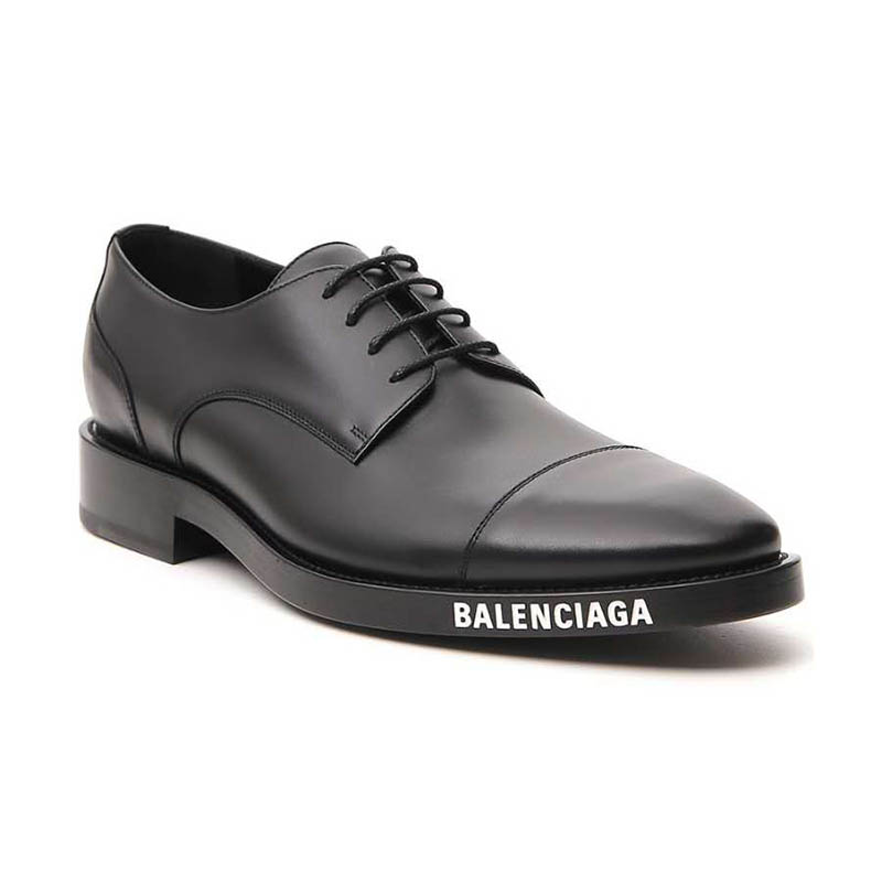 【Balenciaga巴黎世家 商务休闲鞋】Balenciaga/巴黎世家 男款黑色侧字母系带皮鞋 590716 WA720 1000【正品 ...