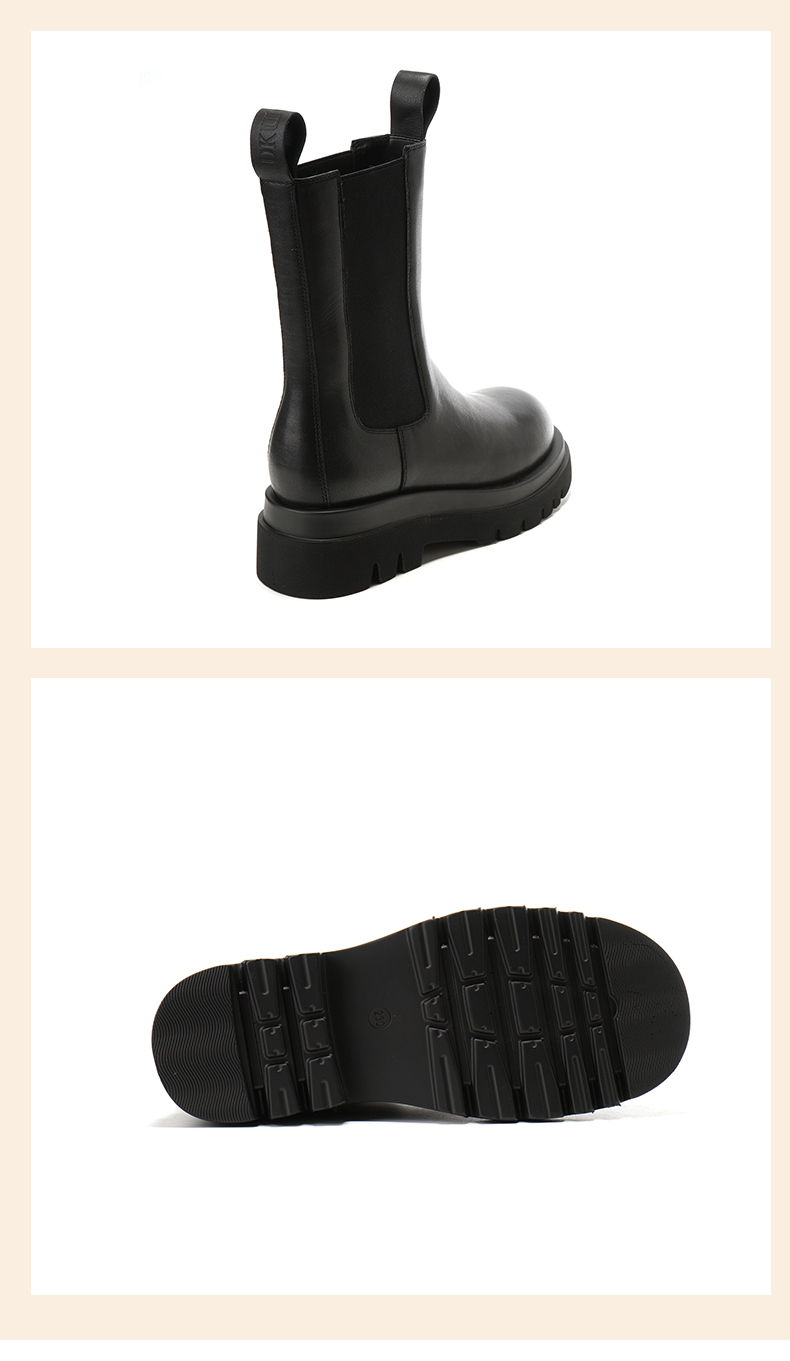 【DK UGGDK UGG 短靴】【2020秋冬新款】DK UGG/DK UGG 短靴 黑色厚底百搭松紧短靴烟管靴DA1327【正品 价格 图片】 - 寺库网