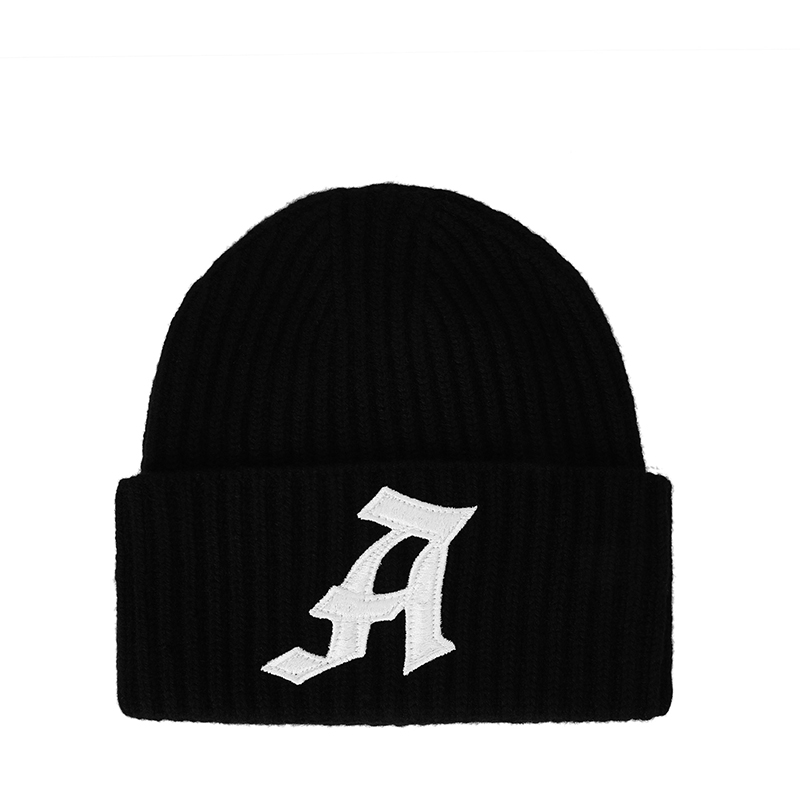 【Alexander McQueen亚历山大麦昆 帽子】Alexander McQueen/亚历山大麦昆 男士黑色羊绒字母刺绣针织帽 ...