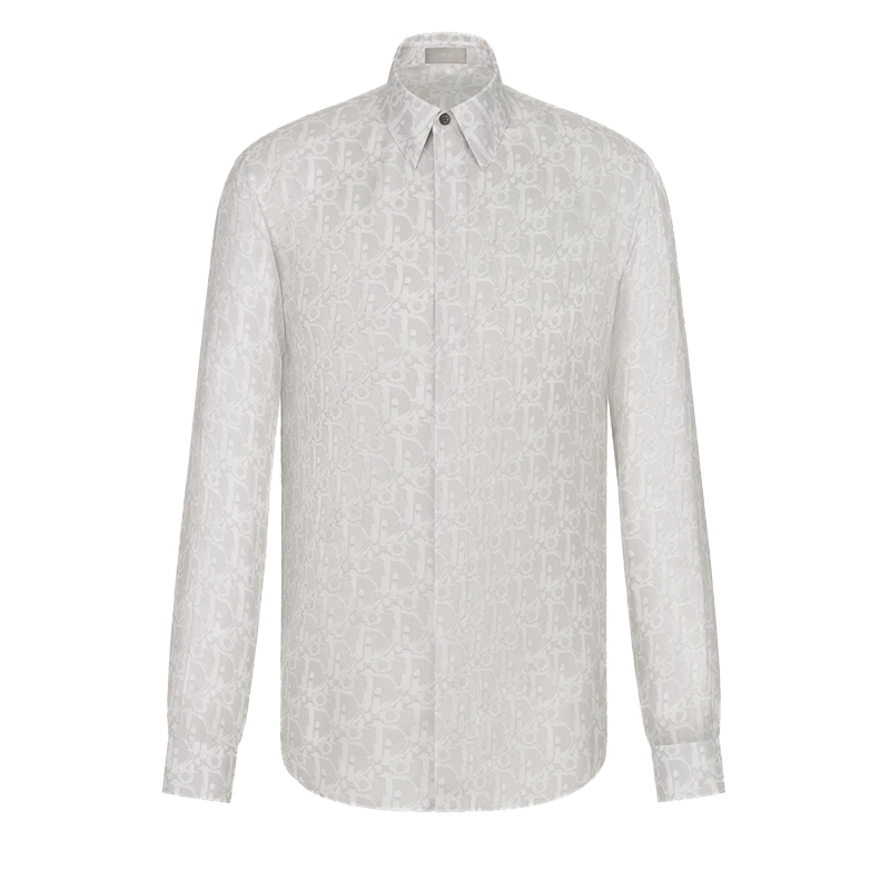 【DIOR迪奥 男士长袖衬衫】【包税】DIOR/迪奥 2021年新款 男士灰色真丝斜纹布衬衫013C501A5141_C880【正品 价格 ...