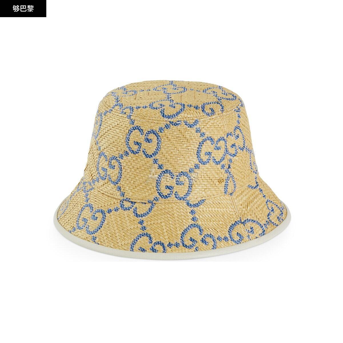 【GUCCI古驰 帽子】【包邮包税】 GUCCI古驰 22年秋冬 女士 GG拉菲草效果渔夫帽 701703 3HAJF 9577【正品 价格 ...