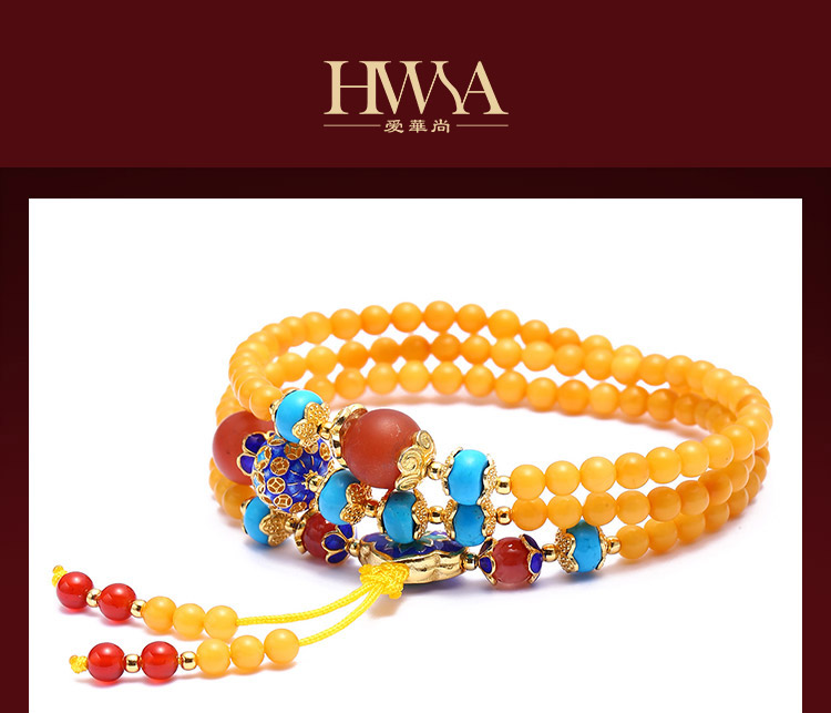 【HWSA爱华尚 手镯/手链】HWSA/爱华尚 赵薇代言-遂心如意琥珀蜜蜡配南红玛瑙手链附证书【正品 价格 图片】 - 寺库网